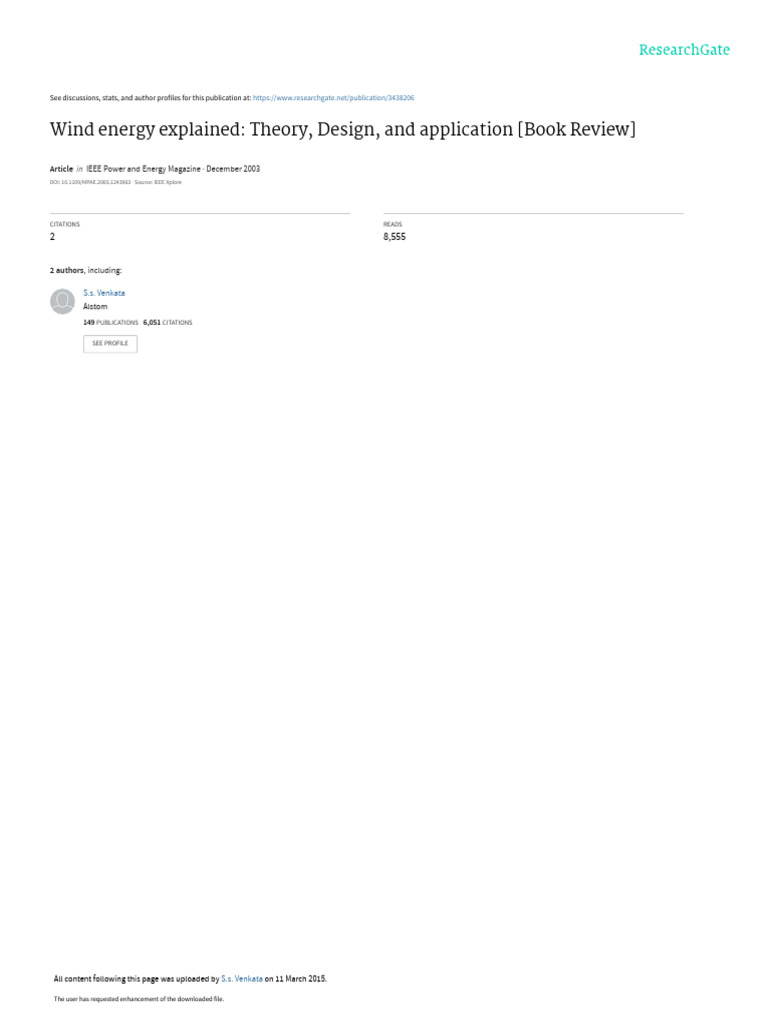 Wind Energy Explained Theory Design and Applicatio | PDF | Wind Power ...