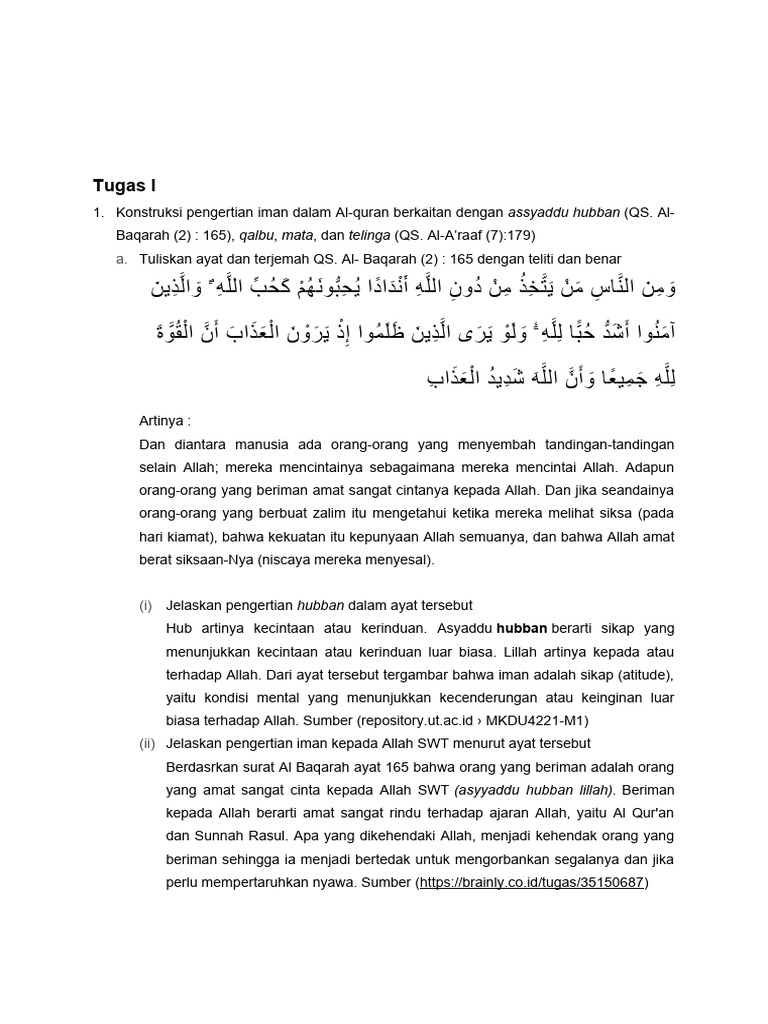 Tugas 1 Agama Islam UT | PDF | Filsafat