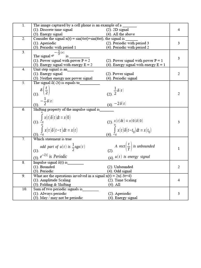ECS Quiz Unit 1 | PDF | Applied Mathematics | Mathematical Analysis