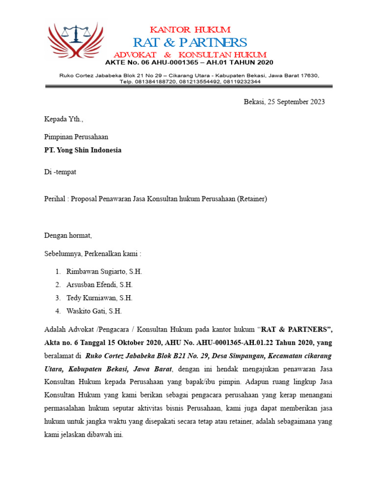 Proposal Konsultan Hukum Perusahaan | PDF | Bisnis | Pengelolaan ...