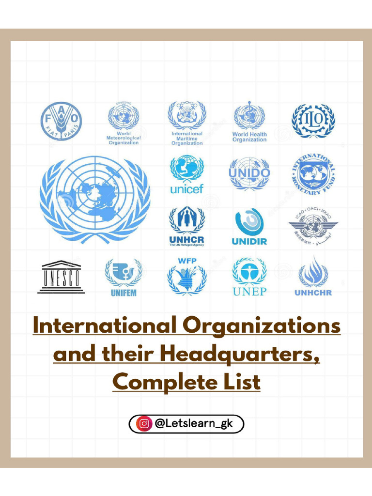 International Organisations and Their Headquarters | PDF