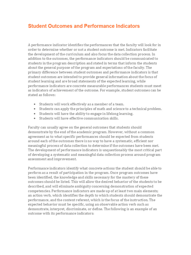 Defining Student Performance Indicators | PDF | Performance Indicator ...