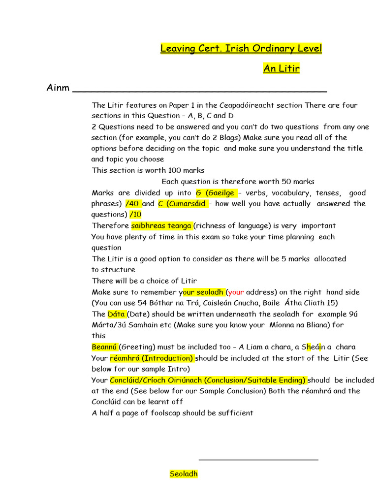 An Litir Notaí | PDF