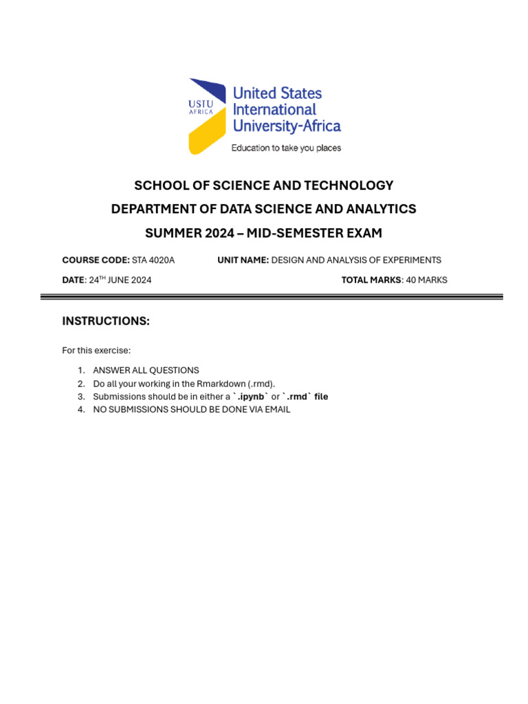 US 2024_mid-sem_STA 4020 | PDF | Science | Methodology