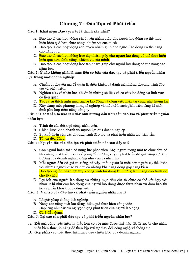 TRAC NGHIEM QUAN TRI NGUON NHAN LUC (1) | PDF