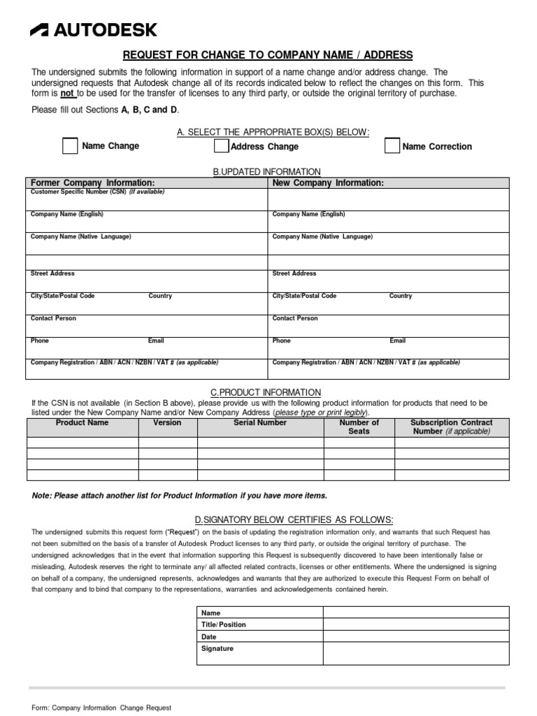 New Request For Change To Company Name-Address (EN) | PDF