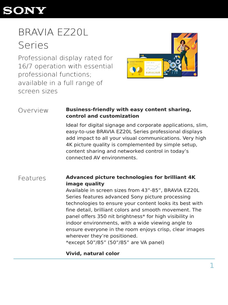 BRAVIA-EZ20L-SERIES | Download Free PDF | Hdmi | Electronics