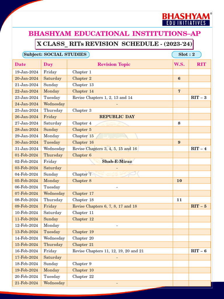 Social - RIT Schedule - Syllabus | PDF