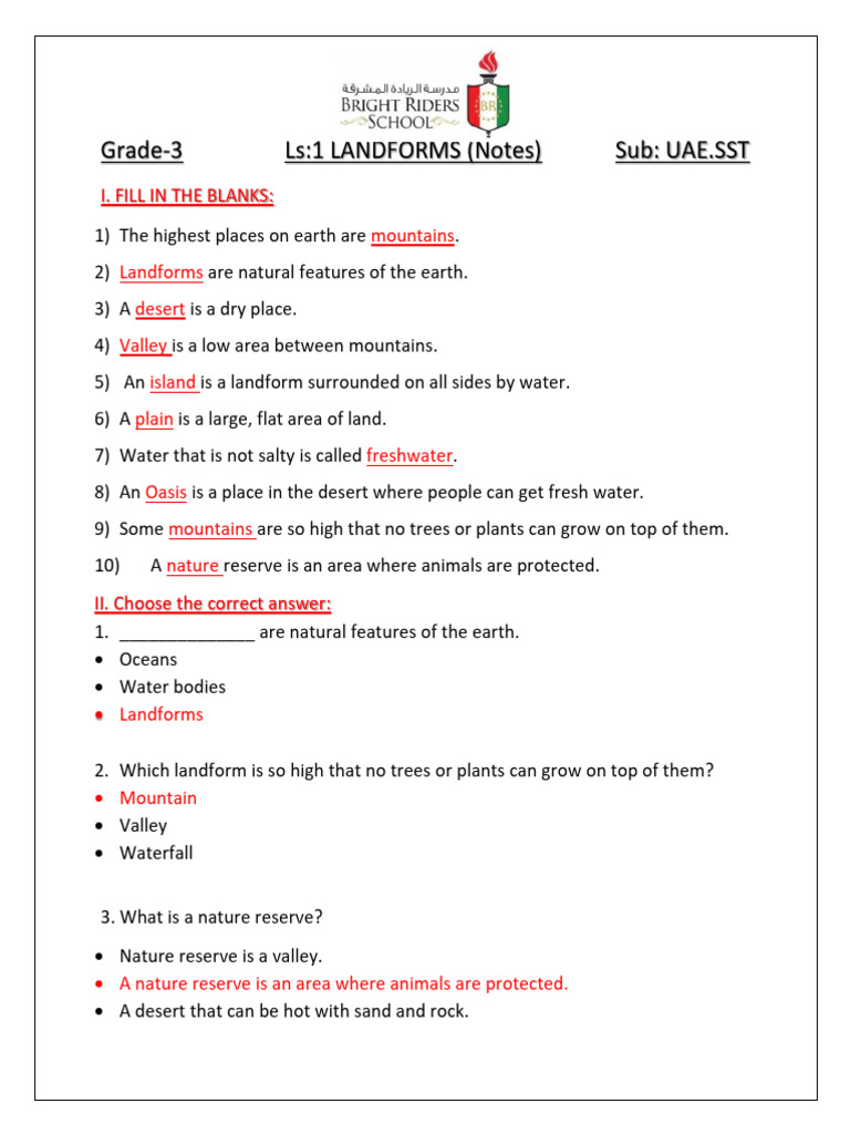 Lesson-1 Landforms Notes 2 | PDF | United Arab Emirates | Mountains