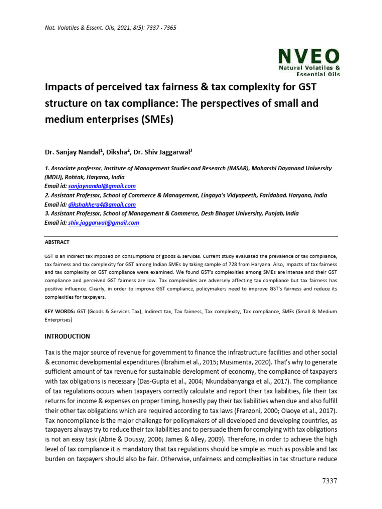 Impacts of Perceived Tax Fairness & Tax Complexity For GST Structure On ...
