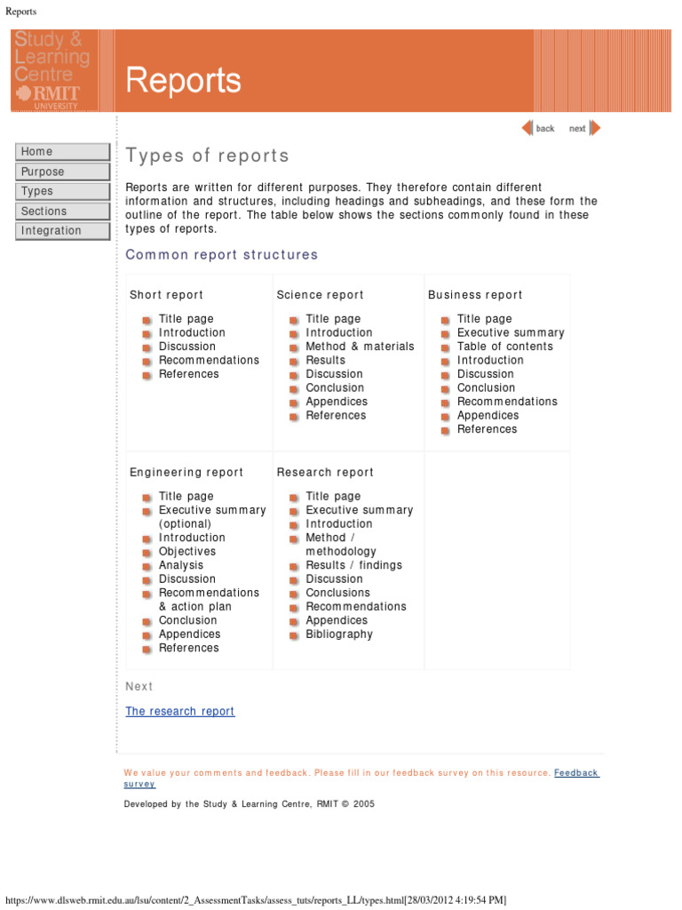 Writing A Report Handout - Types of Reports | PDF | Science