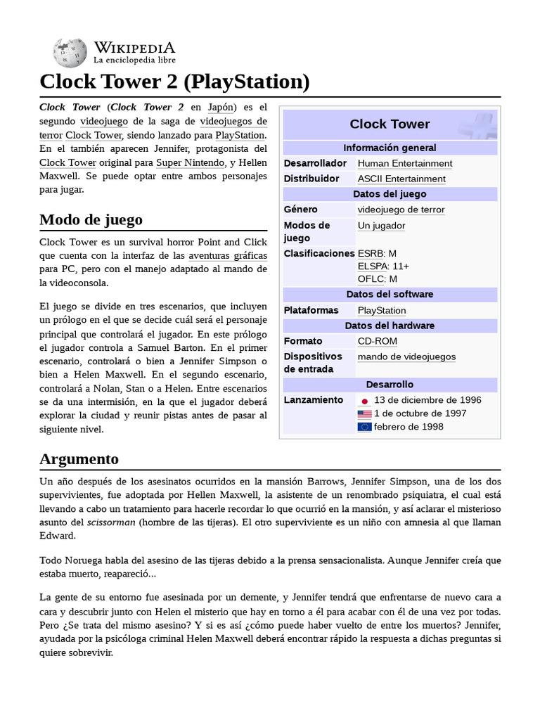 Clock_Tower_2_(PlayStation) | PDF