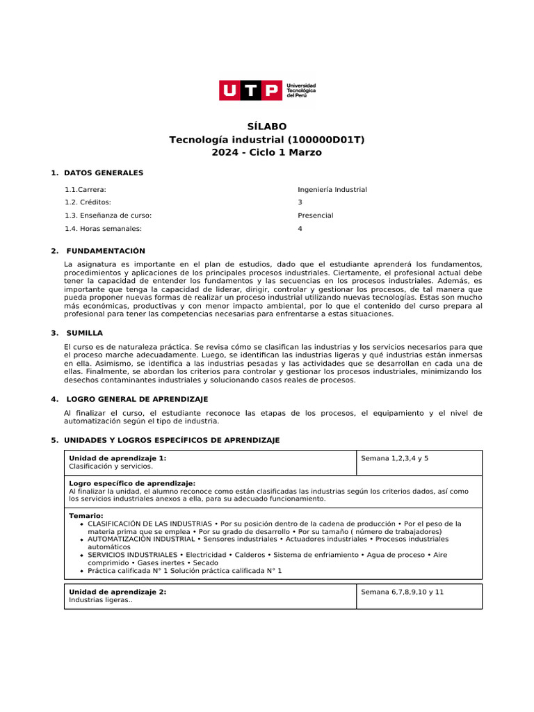 TECNOLOGIAINDUSTRIAL Undefined | PDF | Plan de estudios | Aprendizaje