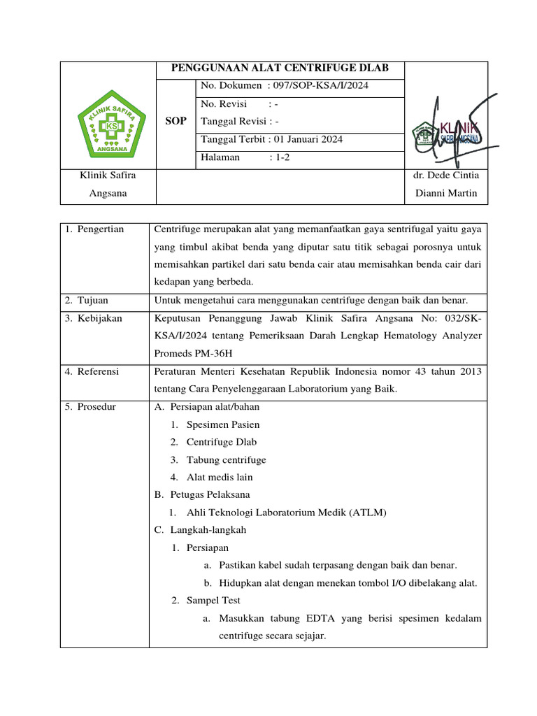 3.13.2 Sop Centrifuge Dlab | PDF