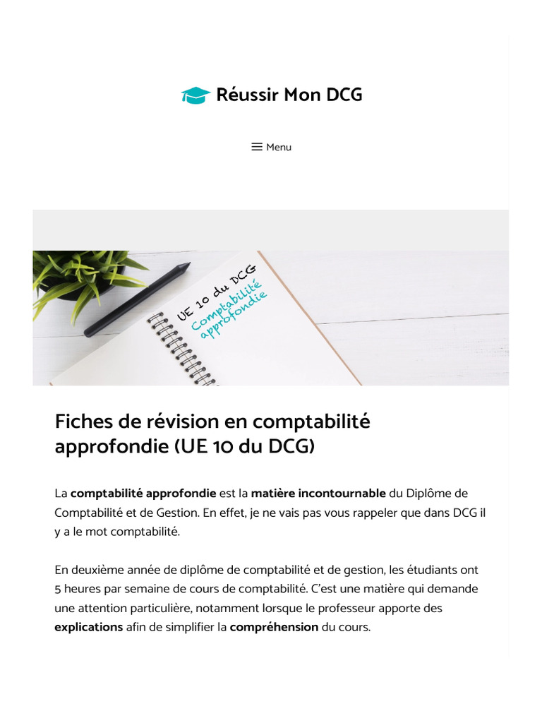 Conseils & Fiches en Comptabilité Approfondie - UE 10 DCG | PDF | Capitaux propres | Comptabilité