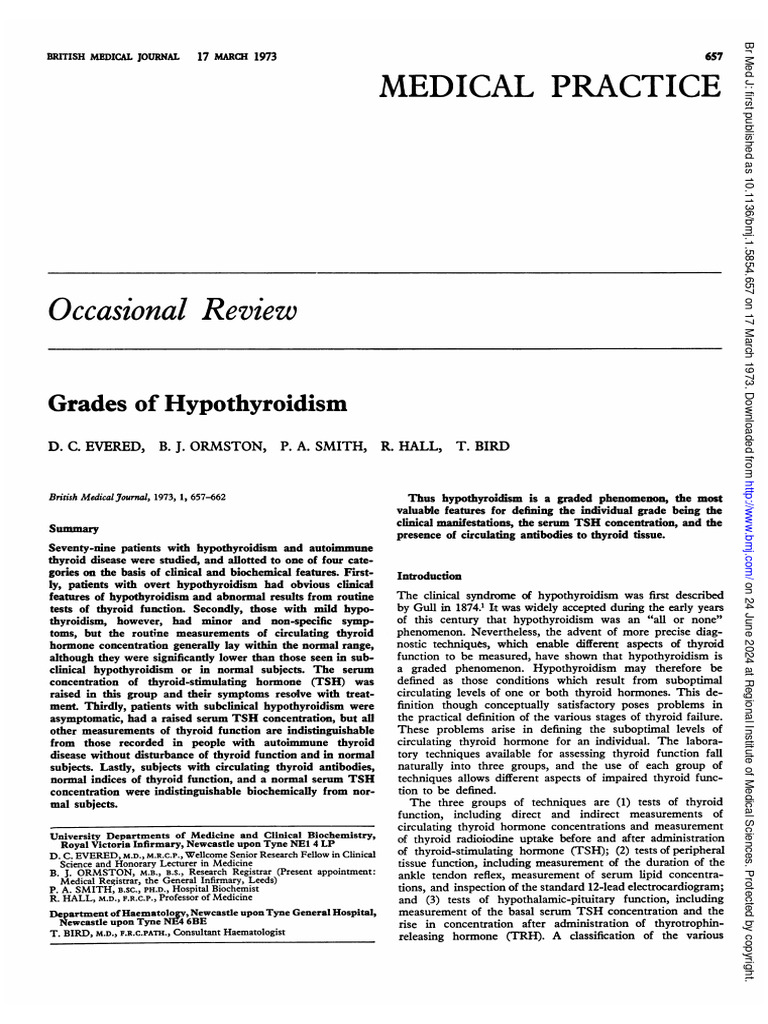 GRADES of Hypothyroidism | PDF | Hypothyroidism | Thyroid