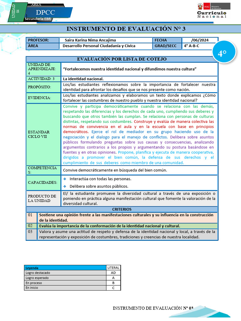 4º DPCC - LC Act.3 Uni 4 - Sem 03 | PDF | Evaluación | Psicología Social