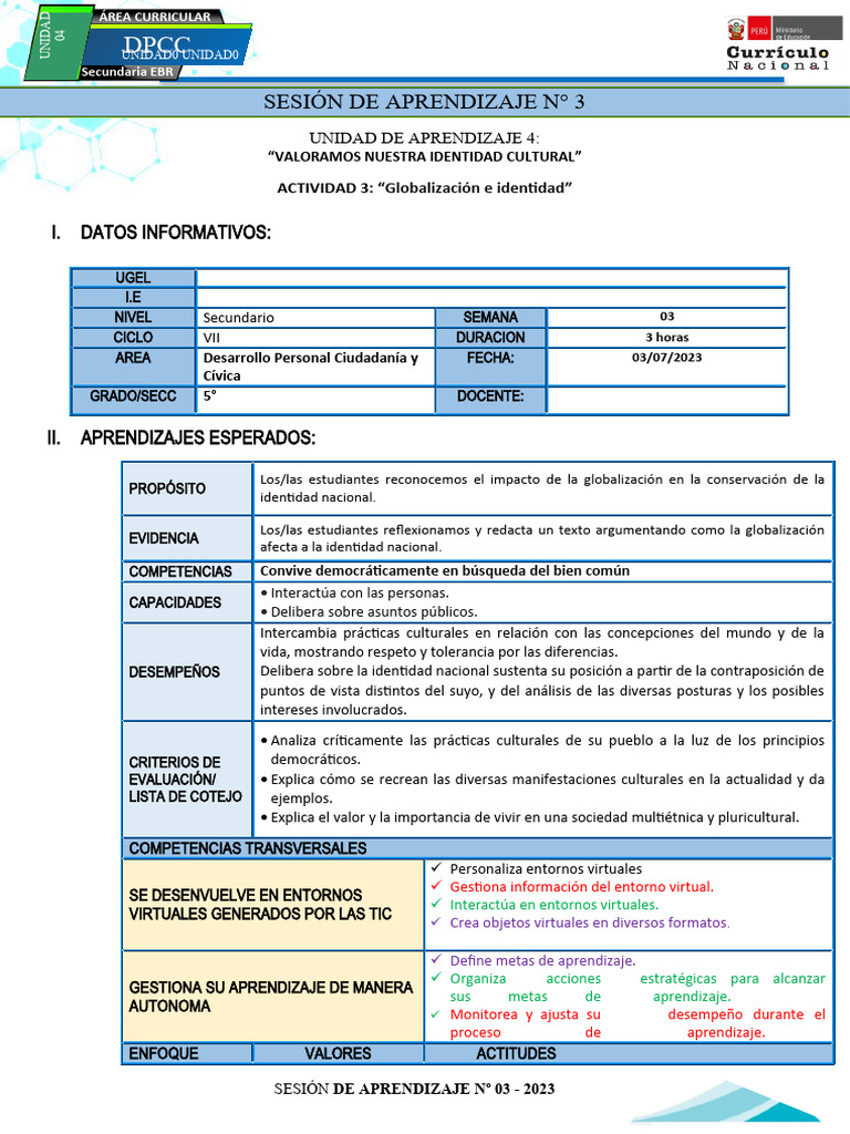 5º DPCC - Ses 3 Uni 4 - Sem 03 | PDF | Aprendizaje | Maestros