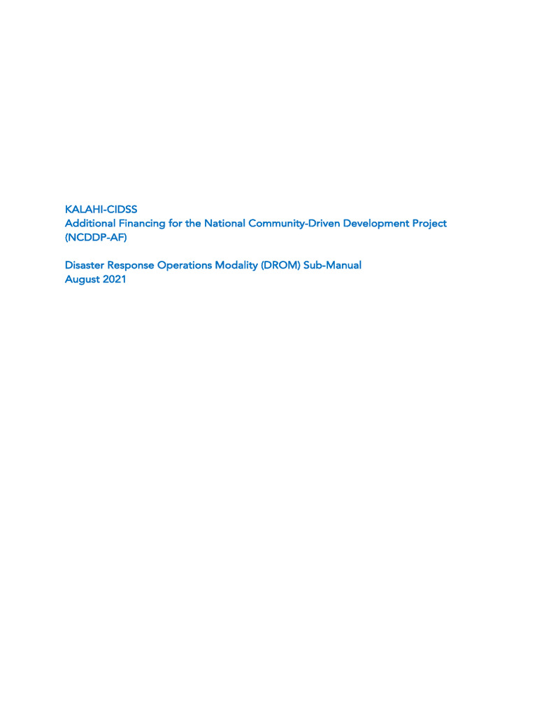 NCDDP Af Drom Process Manual, Aug2021 | PDF | Audit | Policy