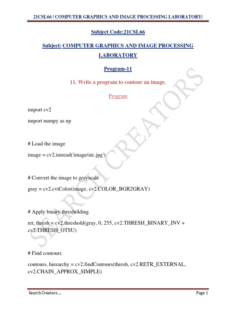 Search Creators CG LAB Program-11 | PDF | Computer Science | Signal Processing