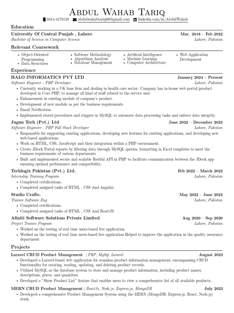 Abdul Wahab Tariq | PDF | Php | Databases