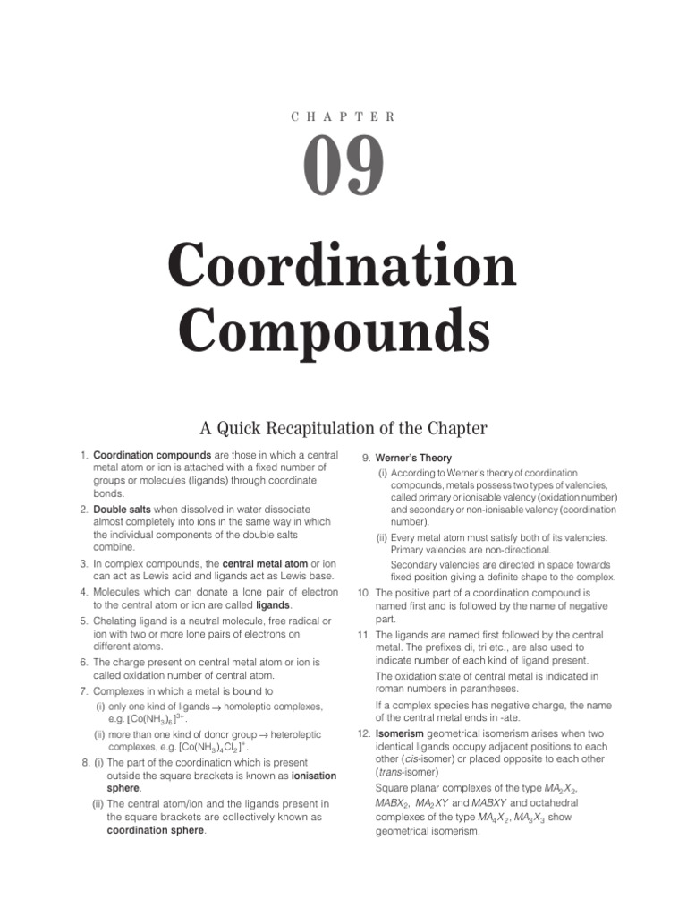 9. Coordination Compounds | Download Free PDF | Coordination Complex | Ligand