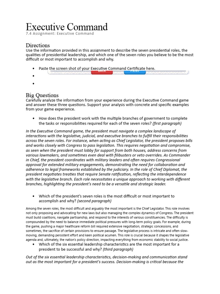 Understanding Presidential Roles | PDF | United States Congress ...