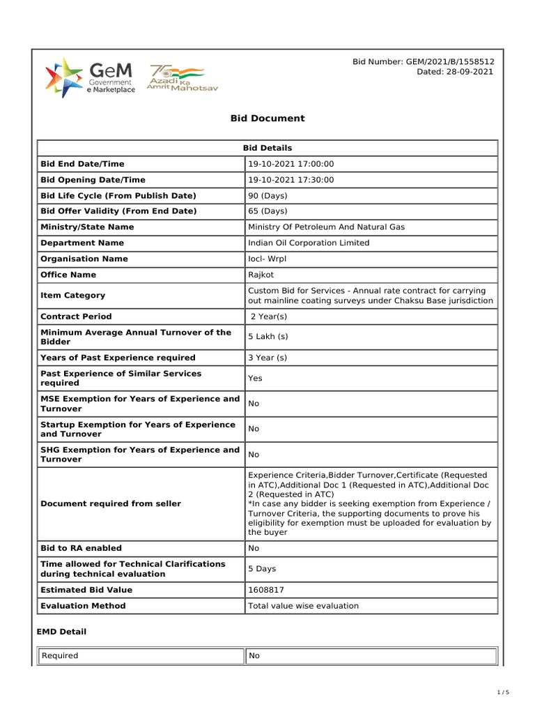 GeM-Bidding-2721157 Published | PDF | Procurement | Specification (Technical Standard)