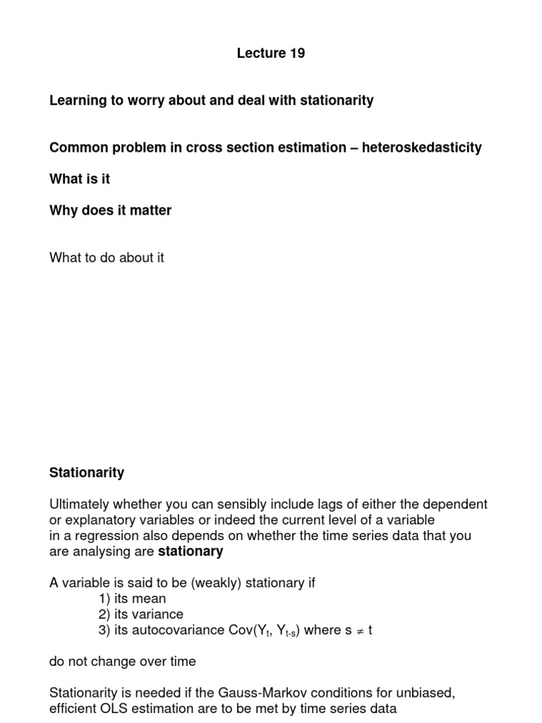 Lecture 19 Heteroskedasticity | PDF | Errors And Residuals | Ordinary Least Squares