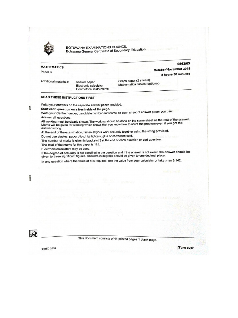 Bgcse Paper 3 Maths 2011-2018 | PDF