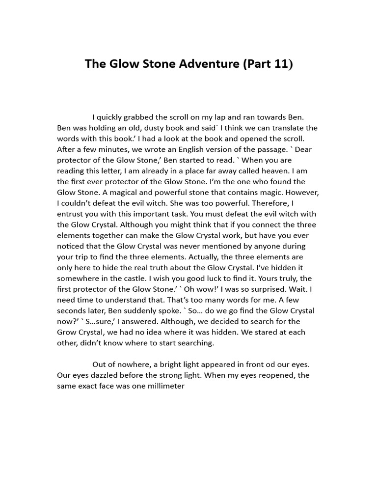 Glow Stone Adventure: Quest for Crystal | PDF | Language Arts & Discipline