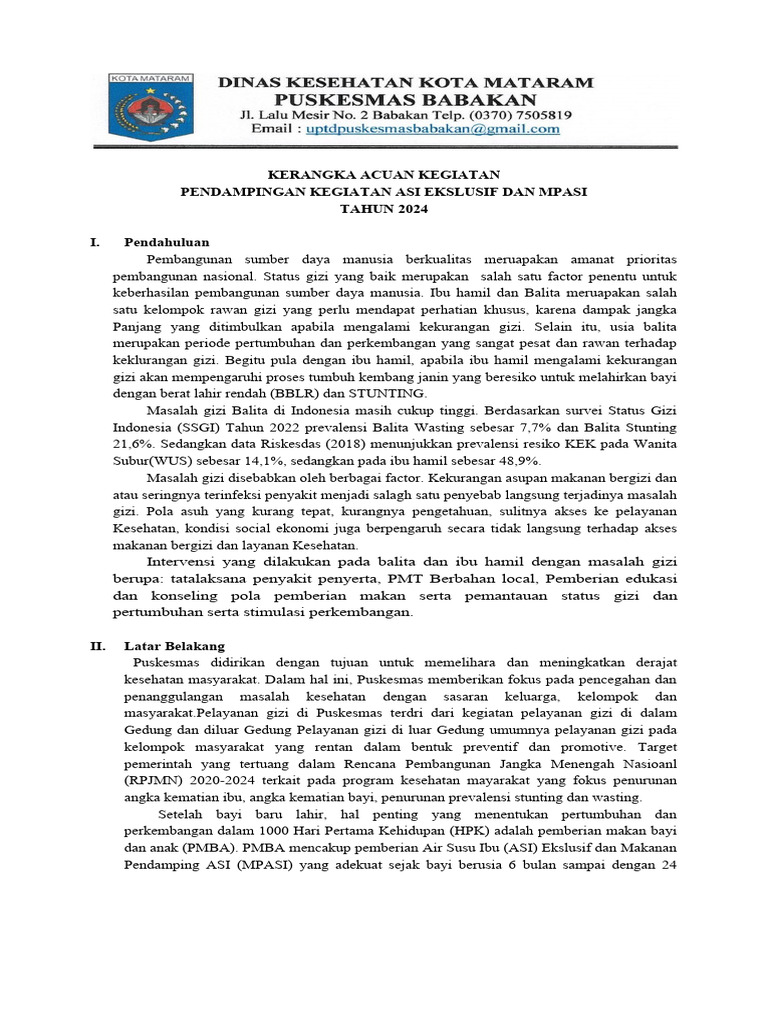 Kak Pendampingan ASI Dan MPASI | PDF