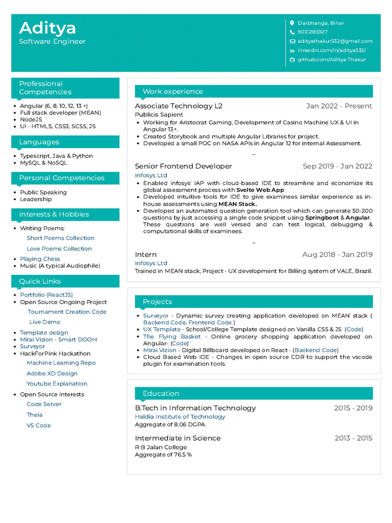 Aditya Resume | PDF | Software | Software Development