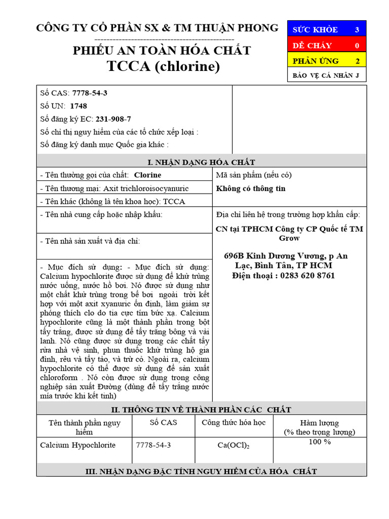 21.MSDS Clorine (Tcca) | PDF