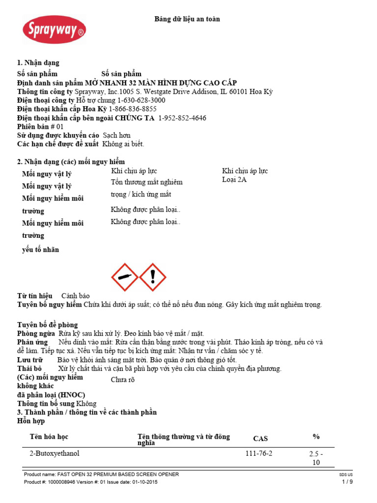 MSDS Sprayway 32 | PDF