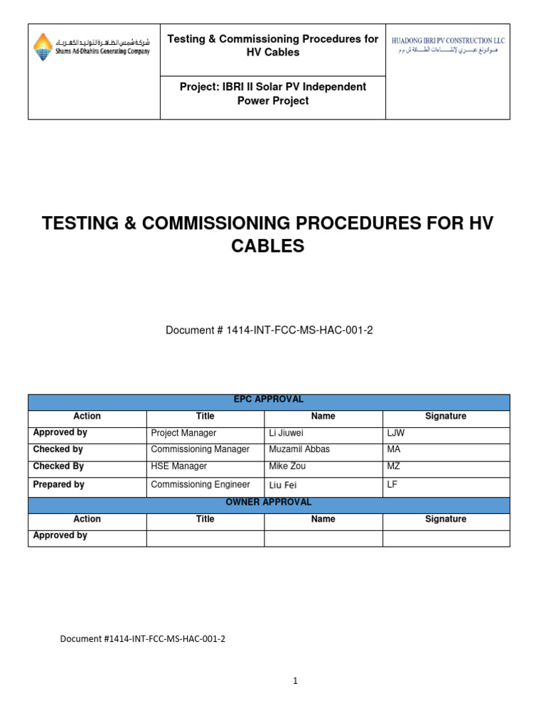 1414-INT-FCC-MS-HAC-001-2 - Testing & Commissioning Procedures For HV ...