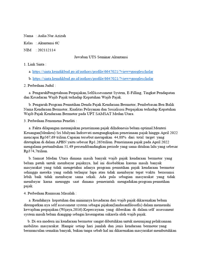 UTS Seminar Akt - 202112144 Aulia | PDF