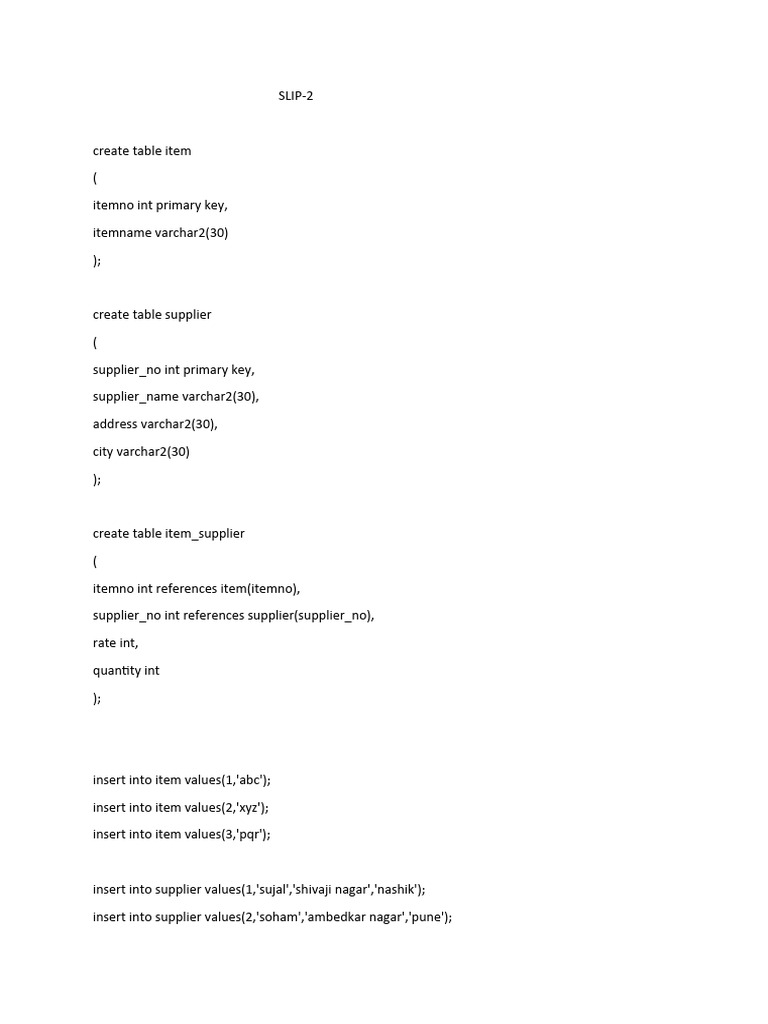 RDBMS Slip | PDF | Pl/Sql | Computing