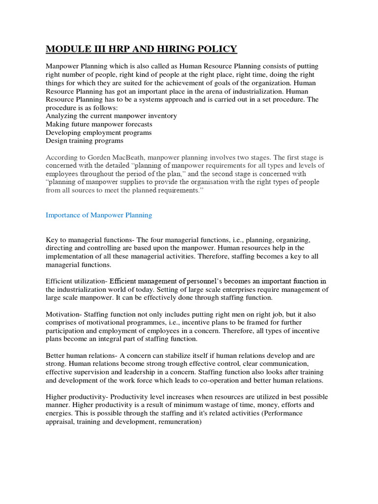 Module 3,4 & 5 HRM Notes | PDF | Recruitment | Human Resources
