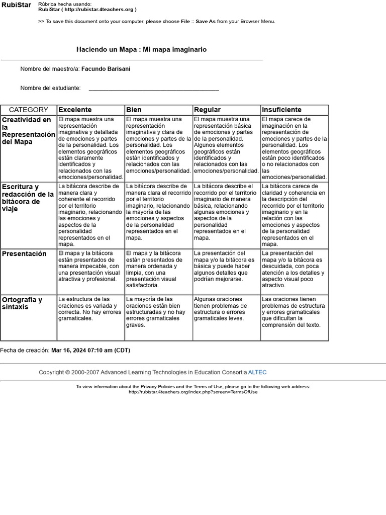 Your Rubric_ Haciendo un Mapa _ Mi mapa imaginario (1) | Descargar gratis PDF | Comunicación humana