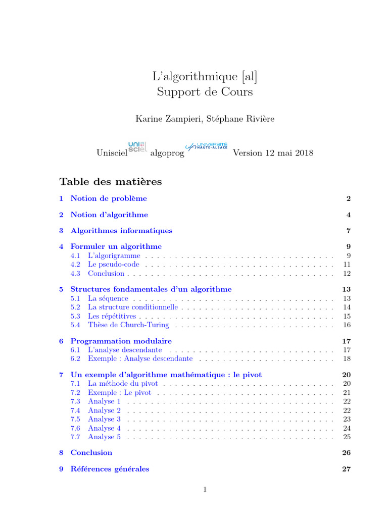 Al00cours Texte XXX | PDF | Programme informatique | Programmation