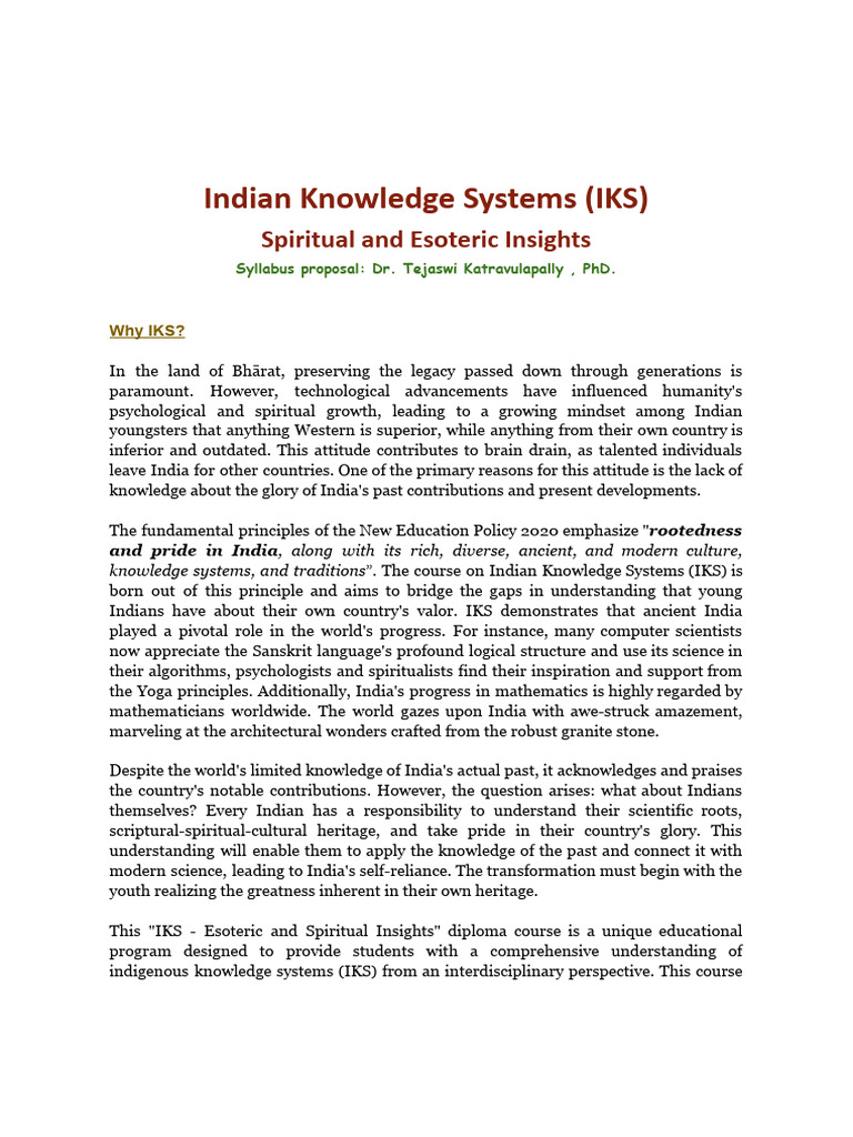 IKS Proposal Final | Download Free PDF | Vedas | Knowledge