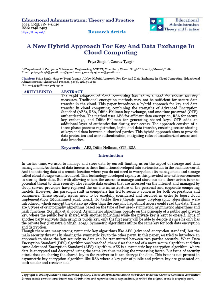 Vol. 30 No. 5 2024 Educational Administration Theory and Practice 1 | PDF | Key (Cryptography ...