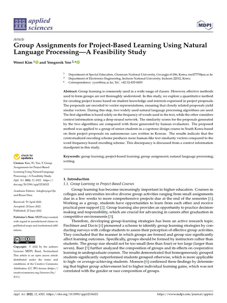 Group Assignments For Project-Based Learning Using | PDF | Cognitive Science