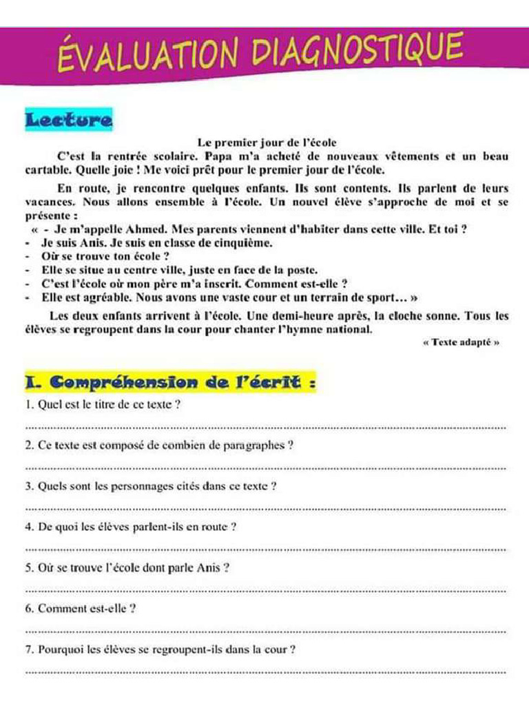 E Diag Francais 2ac - 1 | PDF