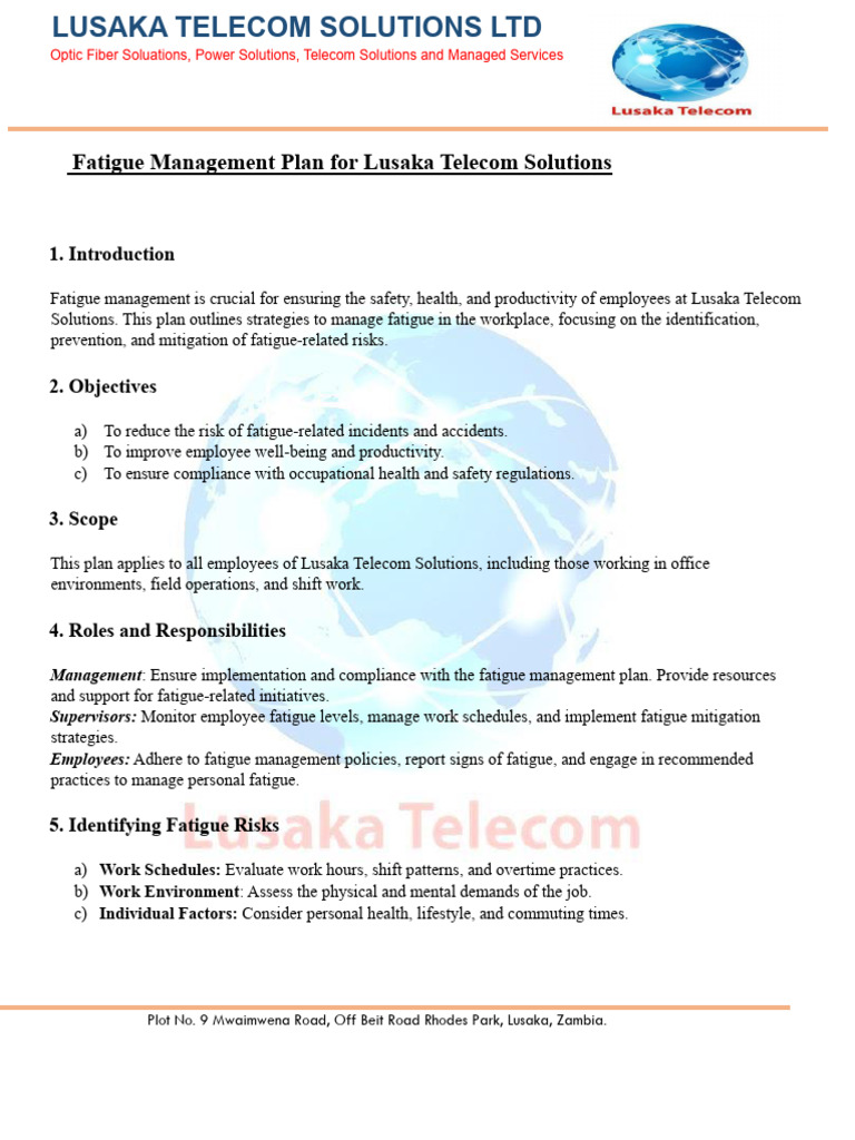 Fatigue Management Policy - May 2024 | PDF | Shift Work | Workplace