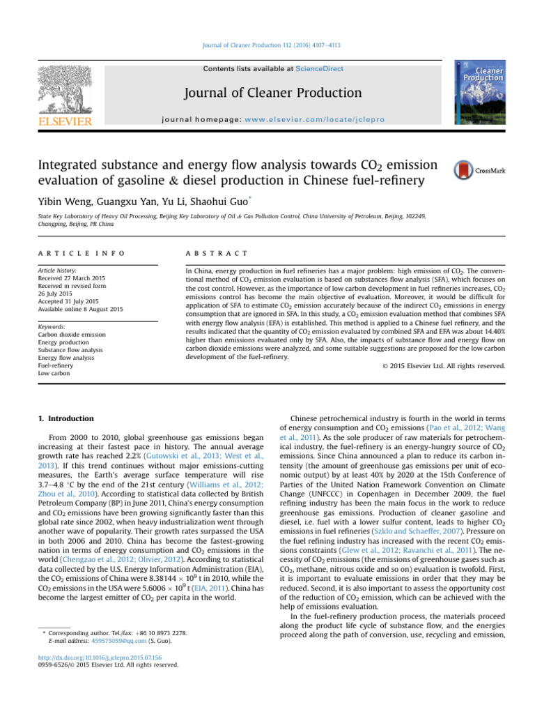Journal of Cleaner Production: Articleinfo | PDF | Cracking (Chemistry ...