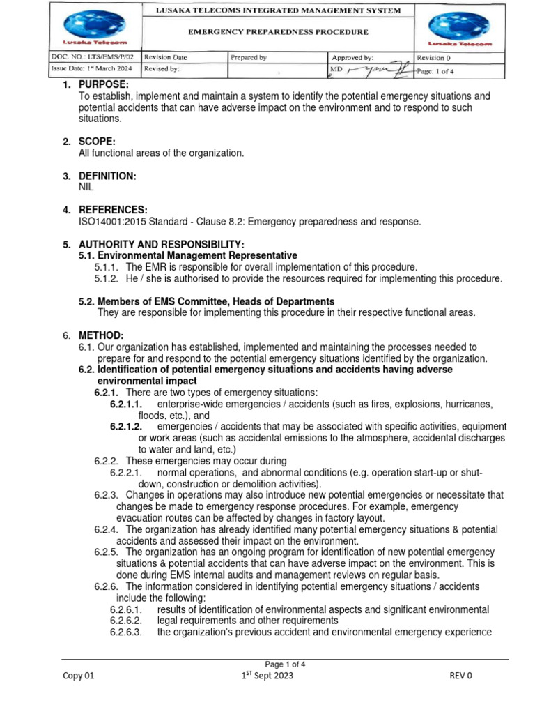 Emergency Management Procedures and Response Time | PDF | Emergency | Emergency Management