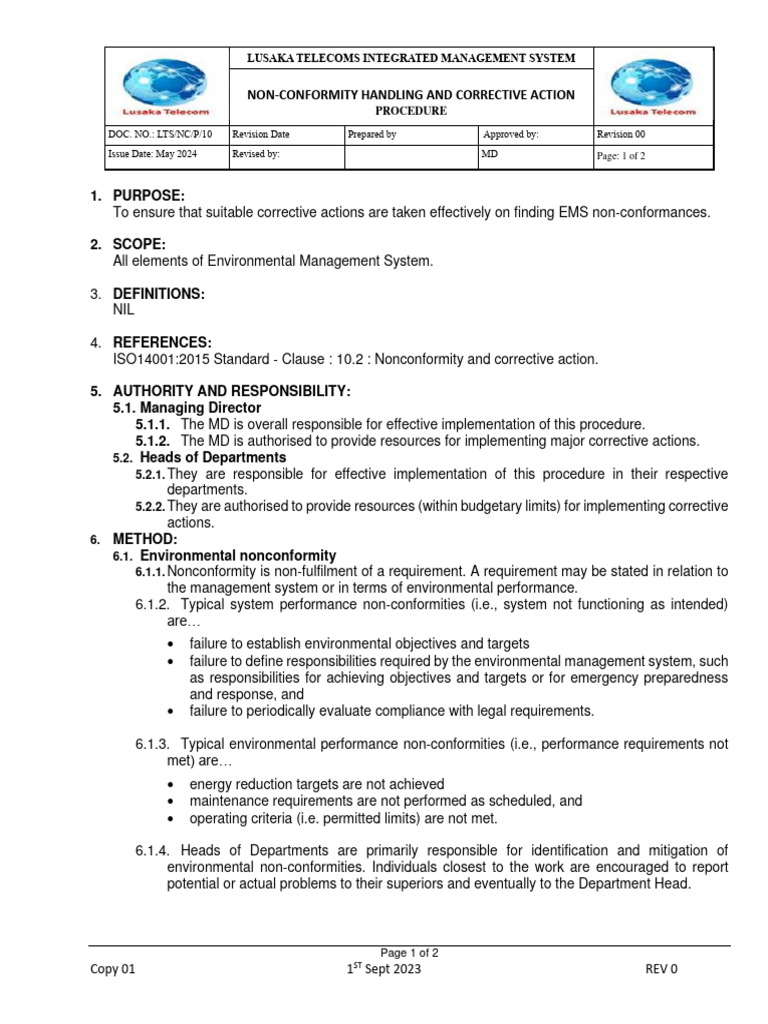 Non-Conformance Procedures | PDF | Business