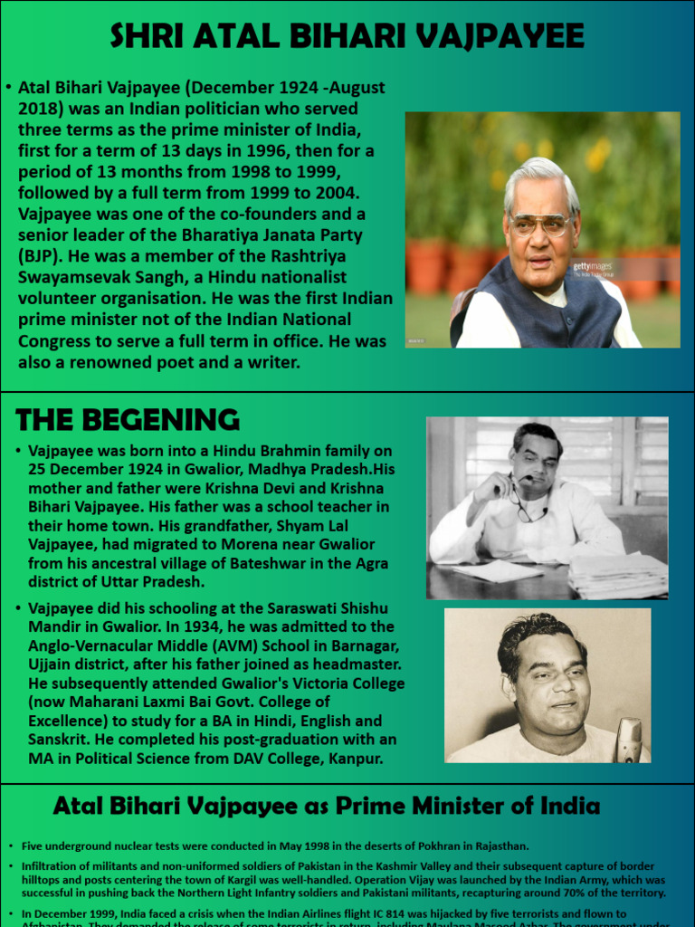 Shri Atal Bihari Vajpayee | PDF | Government Of India | Government